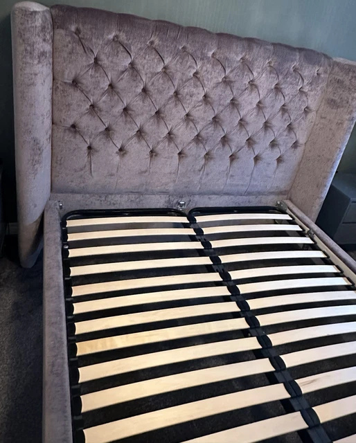 DFS GREY FABRIC King Bed & Ottoman £414.70 - PicClick UK