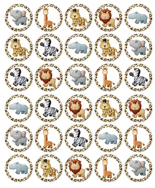 JUNGLE ANIMALS CUPCAKE Toppers Edible Wafer Birthday Cake Decorations (30) #01 $10.95 - PicClick AU