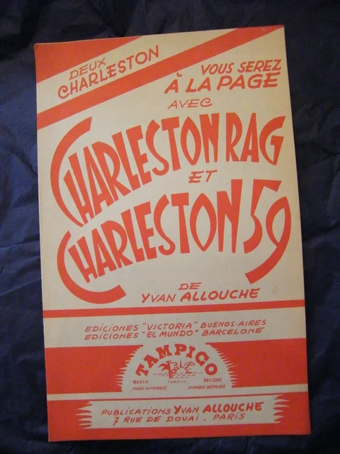 & SPARTITO CHARLESTON Rag E Charleston 59 Yvan Allouche 1958 Music ...