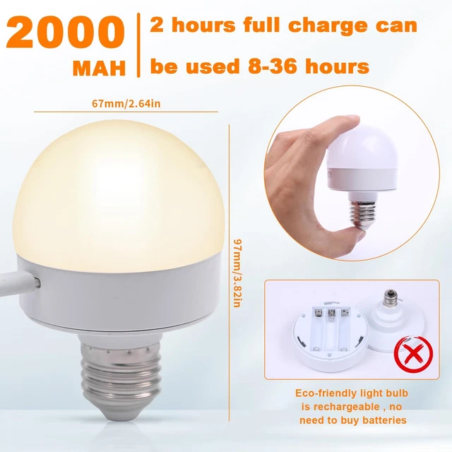 RGB RECHARGEABLE BATTERY Operated Light Bulb with Remote Detachable ...