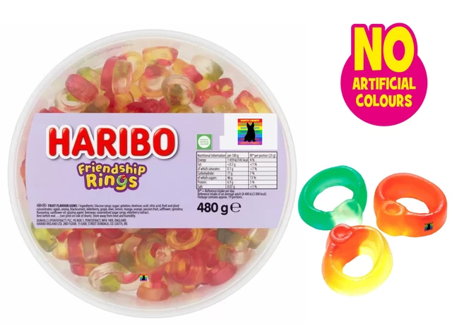 HARIBO FRIENDSHIP RINGS Gummy Sweets Jelly Candy Party Bags FULL TUB ...