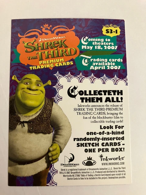 SHREK DIE DRITTE Staffel drei Promo-Karte S3-1 von Inkworks im Jahr ...