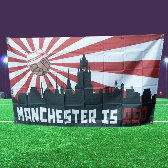 MANCHESTER IS RED 5x3ft Flag - Inspired by Football, Yanited, Man Utd ...