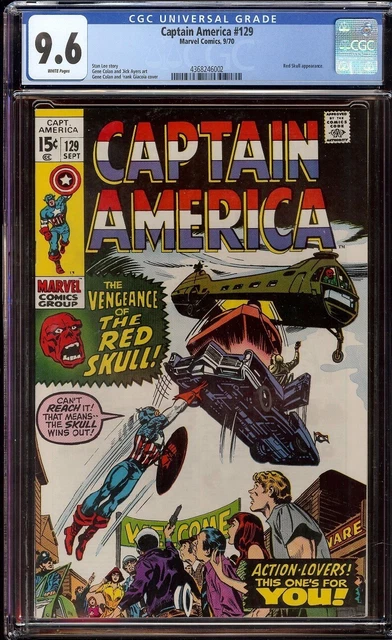 COUVERTURE GENE COLAN Captain America # 129 CGC 9,6 blanc (Marvel, 1970 ...