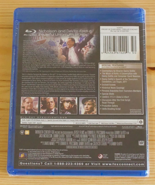 HOFFA BLU-RAY 20TH Century Fox Signature Jack Nicholson Danny DeVito ...