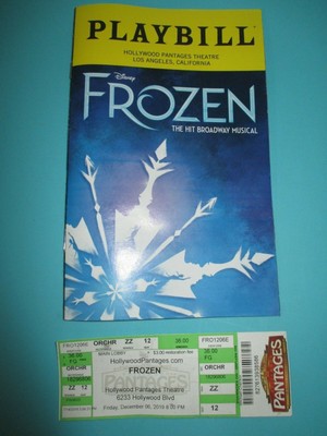 DISNEY FROZEN PLAYBILL Ticket Opening Night Pantages Theater Broadway ...
