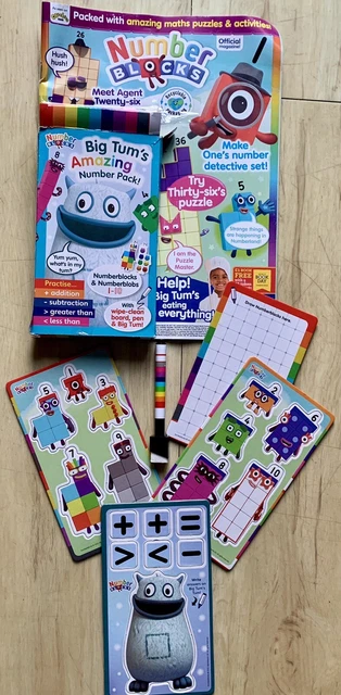 NUMBERBLOCKS BLOCK MAGAZINES + Big Tums Number Pack & Pen Cbeebies ...
