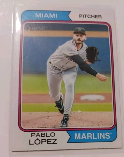 2023 TOPPS HERITAGE Pablo Lopez stampa breve SP #411 Miami Marlins ...