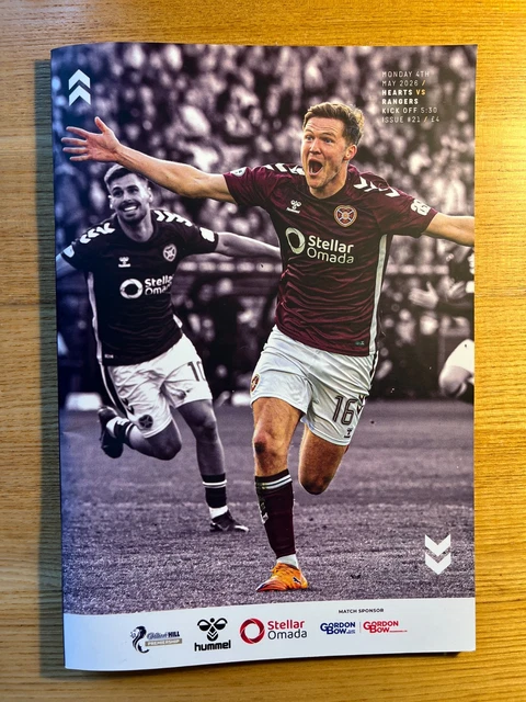 HEARTS V RANGERS League Programme 04 May 2026 £7.99 - PicClick UK