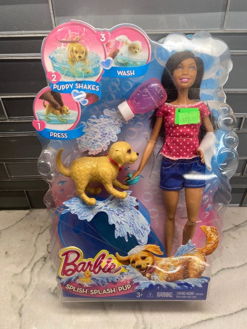 BARBIE SPLISH SPLASH Pup Doll Figure Set MIB Mattel Toy #DGY83 Puppy ...