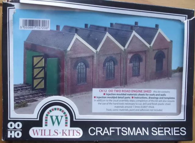 RAILWAY MODEL WILLS Craftsman CK12 Two Road Engine Shed Kit OO HO Gauge ...