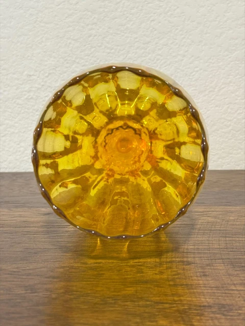 VINTAGE ITALIAN AMBER Art Glass Vase 12.5" Fluted Pedestal Goblet ...