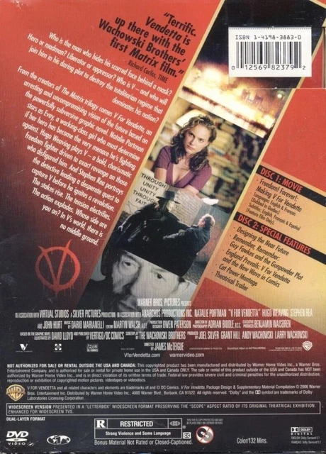 V FOR VENDETTA Natalie Portman Special Edition 2006 DVD Top-quality EUR 3,53 - PicClick IT
