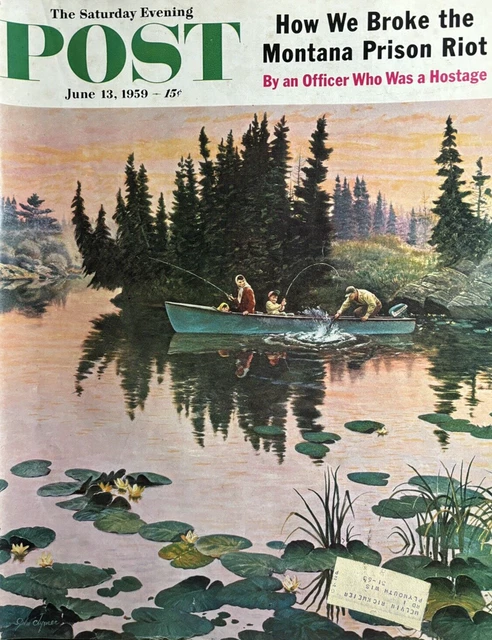 1959 JOHN CLYMER Saturday Evening Post Fishing Original Magazine Cover ...