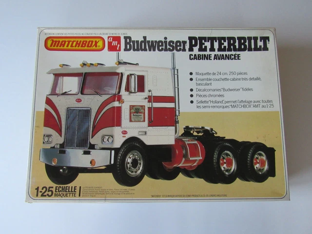ANCIENNE MAQUETTE AMT Matchbox 1/25 camion BUDWEISER Peterbilt cabine ...