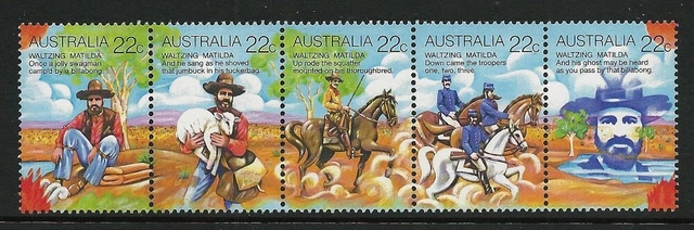 1980 AUSTRALIA - Australian Folklore - Waltzing Matilda Strip (5) MNH ...