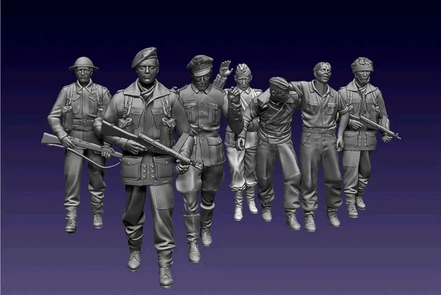WW2 BRITISH WITH Captured German Soldiers Diorama Full Set 1/16th Resin ...