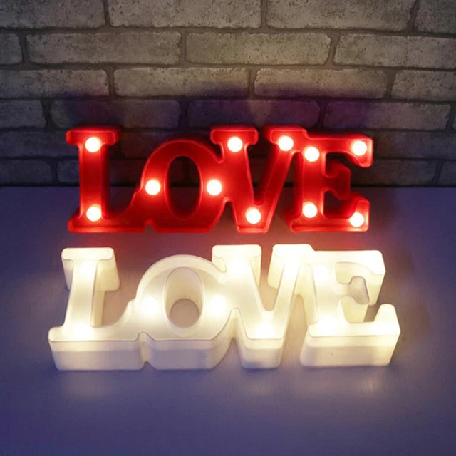 LED NEON SIGN LOVE Letter Shaped Modeling Lamp Decorative Night Light ...