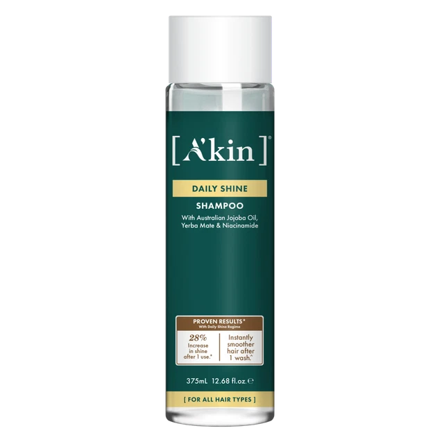 A’KIN DAILY SHINE Shampoo 375mL With Australian Jojoba Oil Yerba Mate ...