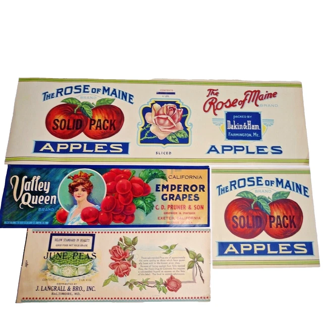 CRATE CAN LABELS Valley Queen& More 1930s1940s Sizes 20", 13", 11" & 7 ...