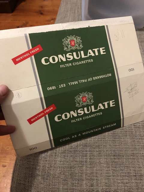 CONSULATE VINTAGE CARDBOARD CIGARETTE ADVERTISING CARTON BOX SMOKING ...