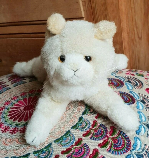 VINTAGE KELLYTOY LAYING Off White Cream Kitten Cat Plush Soft Stuffed ...