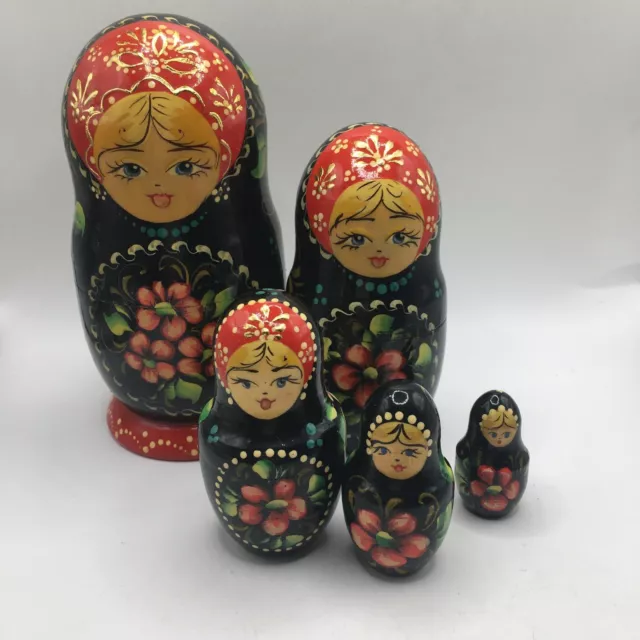 VINTAGE WOODEN RUSSIAN Doll Matryoshka Nesting Dolls 5 Woman Hand ... VINTAGE WOODEN RUSSIAN Doll Matryoshka Nesting Dolls 5 Woman Hand ...