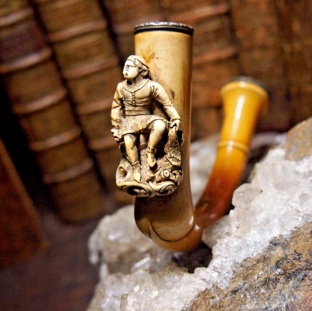 FINE PIPE EN écume de mer sculpture dans le style du moyen age EUR 136 ...