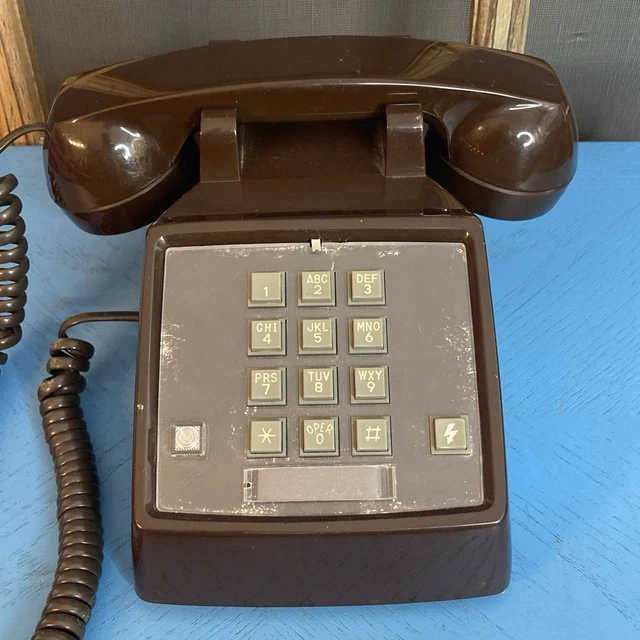 VINTAGE PREMIER BROWN Pulse Button Desk Phone 1993 NS-M002 Coil Cord ...