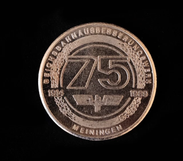 DDR MEDAILLE 75 Jahre RAW Meiningen Dampflok BR01 - 1914 bis 1989 VEB ...