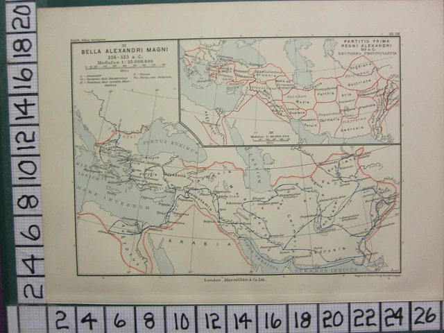 HISTORICAL MAP BATTLE Plan + Text ~ Alexander The Great 336-323 Bc ...