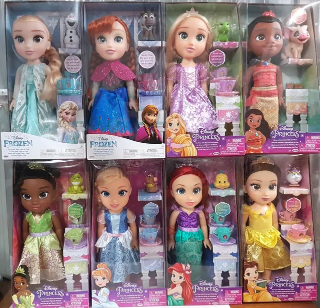 DISNEY PRINCESS TEA Time Doll Set Anna/Elsa/Belle/Rapunzel/Ariel/Moana ...