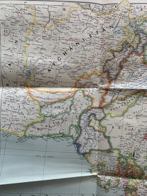 NATIONAL GEOGRAPHIC MAP INDIA & BURMA.Pre Partition 1946 30x25 Inches ...
