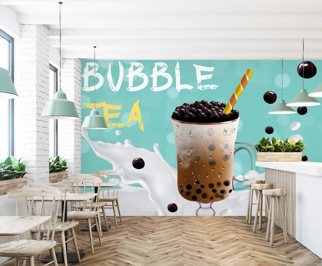 3D BUBBLE TEA A241 Pearl Tea Milk Tea Shop Wallpaper Wall Murals Self ...