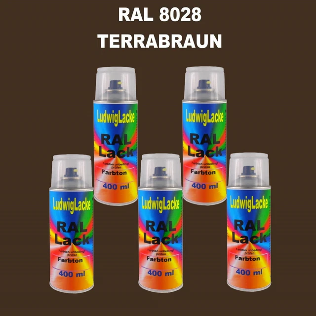 RAL 8028 TERRABRAUN Brillant Spray 5 X 400Ml Aérosol Libre & Polissage EUR 43,28 - PicClick FR