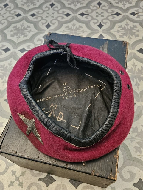 WW2 BRITISH PARATROOPER BERET Size 6 3/4 WD 1944 SUPAK MANUFACTURING CO ...