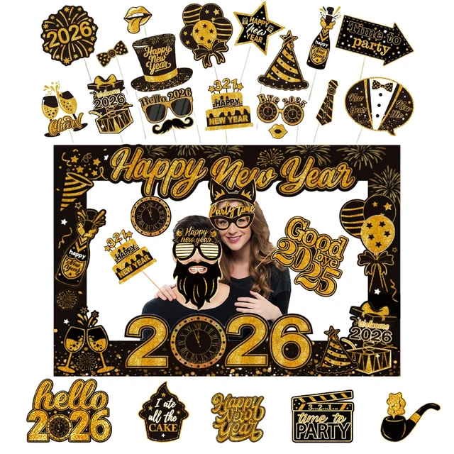 31PCS NEW YEARS Eve Photo Booth Props 2026, New Years Eve Party ...