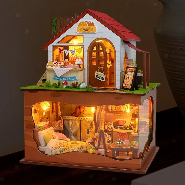 DIY MINIATURE HOUSE Kit DIY Miniature Bakery Educational Toy Decoration ...