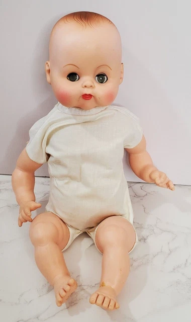 VINTAGE OZEN BABY Doll 15" Record player Inside Sound WORKS Sleep Eye ...
