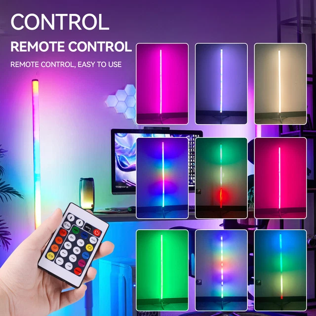 RGB LED CORNER Floor Lamp W/Remote Colour Changing Atmosphere Night ...