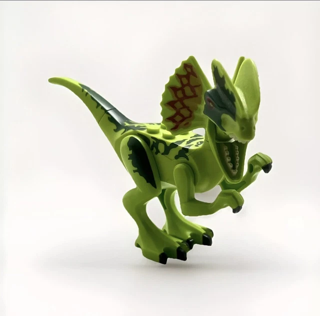 LEGO MINIFIGURE JURASSIC Park Dilophosaurus Dilo01 Dinosaur Green Mini ...