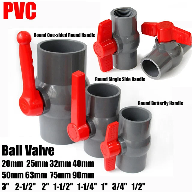 PVC PIPE FITTINGS 20mm-90mm Ball Valve Socket Solvent Weld / Female ...