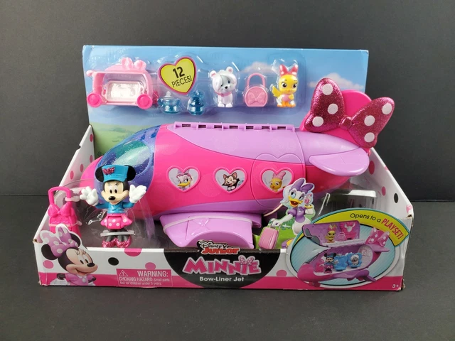 DISNEY JUNIOR MINNIE Mouse Bow Liner Jet Playset 12 Pieces Toy Plane ...