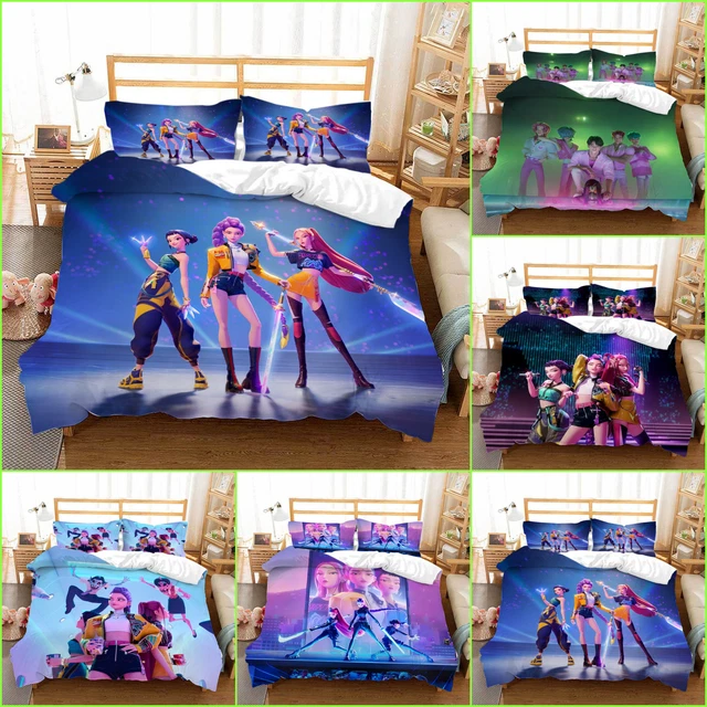 2025 K-POP: DEMON Hunter Girls' Bedding Set Duvet Cover Pillowcase ...