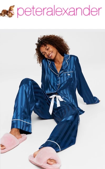 PETER ALEXANDER LADIES PJ Pyjamas Satin Long Penny Stripe (Small) New ...