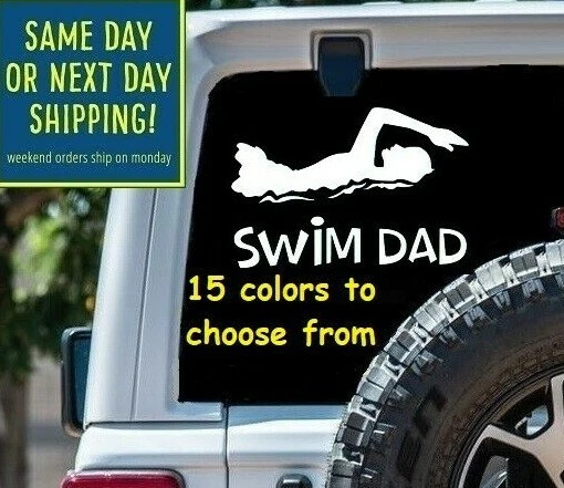 7 SIZES GIRLS SWIM DAD Car Window DECAL STICKER MacBook Laptop Tablet ...