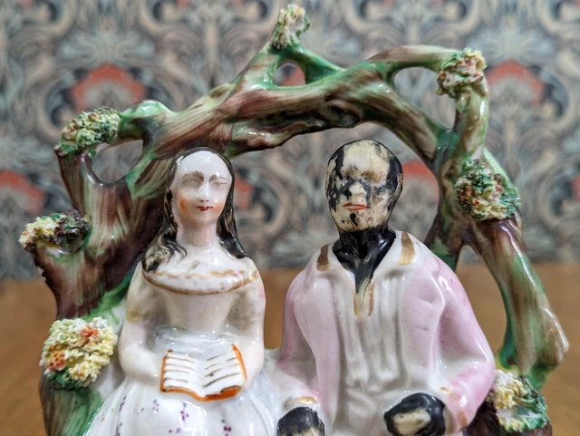 19TH CENTURY STAFFORDSHIRE Pottery Arbour Figure Group Uncle Tom & Eva ...