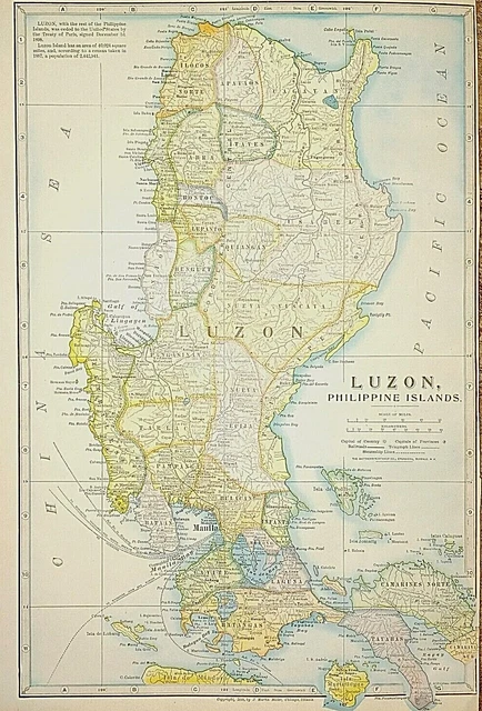 OLD 1904 ATLAS Map ~ LUZON - PHILIPPINE ISLANDS - MANILA BAY ~ Free S&H ...
