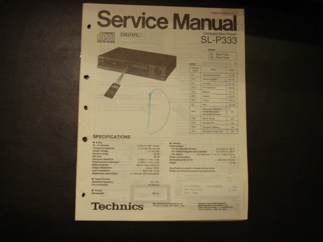SCHEMA MANUALE DI assistenza originale Technics SL-P333 EUR 12,50 ...