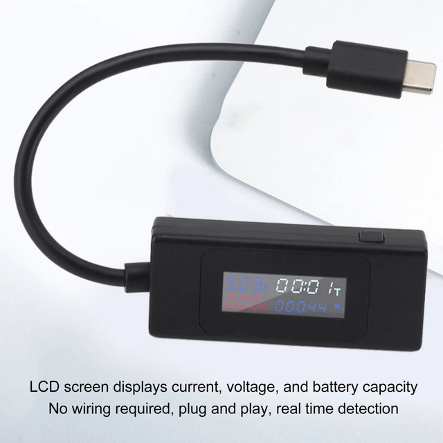 (BLACK)USB MULTIMETER COLOR Screen Input Output Bidirectional Test LCD ...